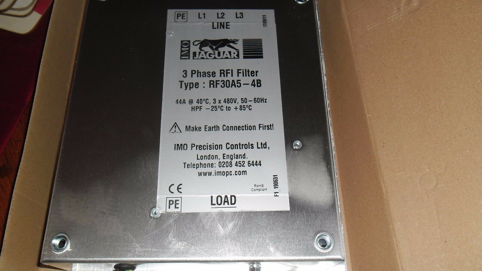 IMO JAGUAR RFI FILTER TYPE RF30a5-4b, 3 PHASE 44 AMP new – IT Regeneration